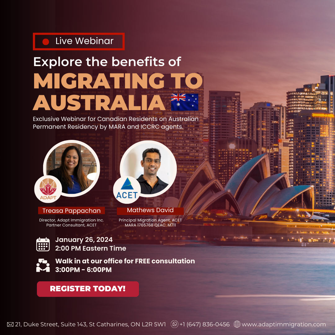 January 26, 2024 Webinar: Migrating to Australia - ADAPT IMMIGRATION